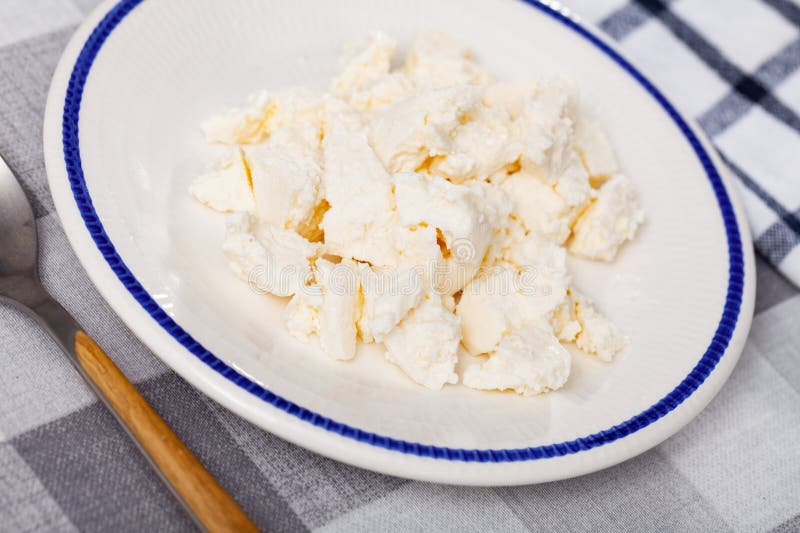 Delicious Fresh Young Cheese on Plate Stock Image - Image of organic ...