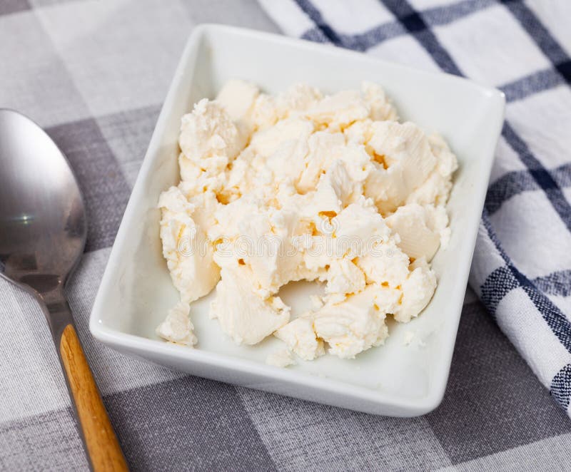 Delicious Fresh Young Cheese on Plate Stock Image - Image of white ...