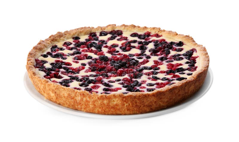 Delicious Freshly Baked Currant Pie Isolated on White Stock Photo ...