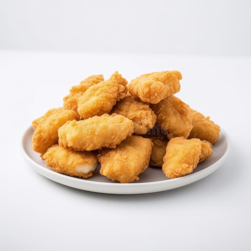 Delicious Fried Chicken Nuggets on a White Plate for Snacking and Meals ...