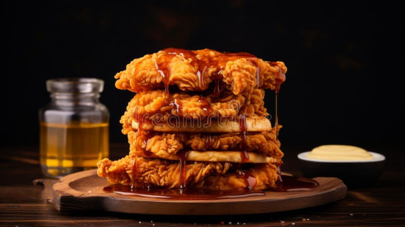Delicious Fried Chicken Stack Crispy Skin Stock Illustration ...
