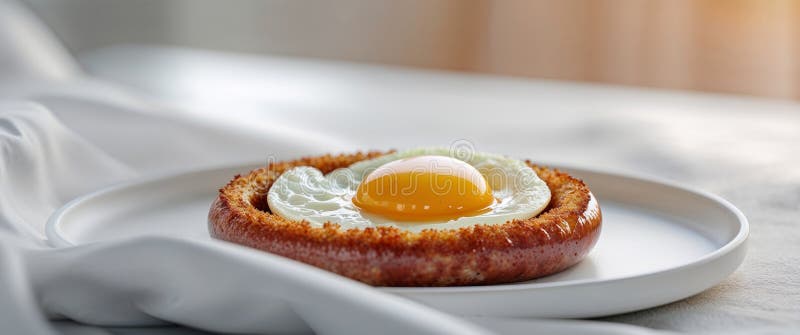 Delicious Fried Egg in a Sausage Ring Breakfast Food Stock Photo ...