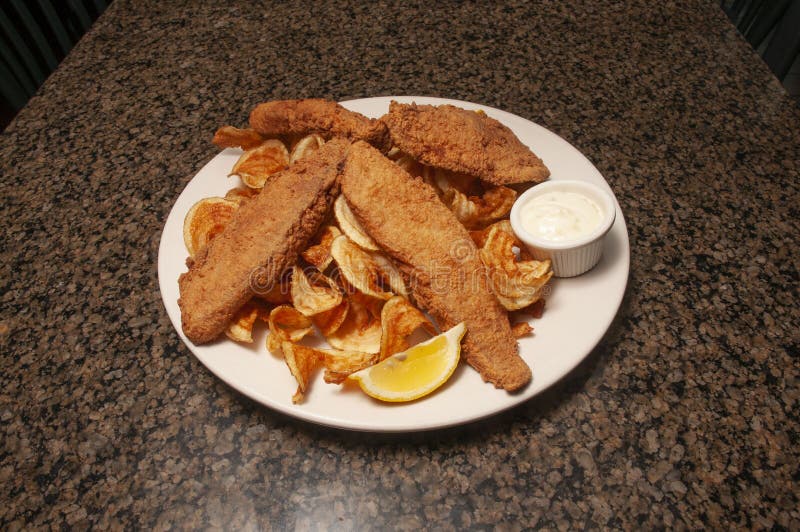 Delicious Fried Fish and Chips Stock Photo - Image of fishstick, food ...