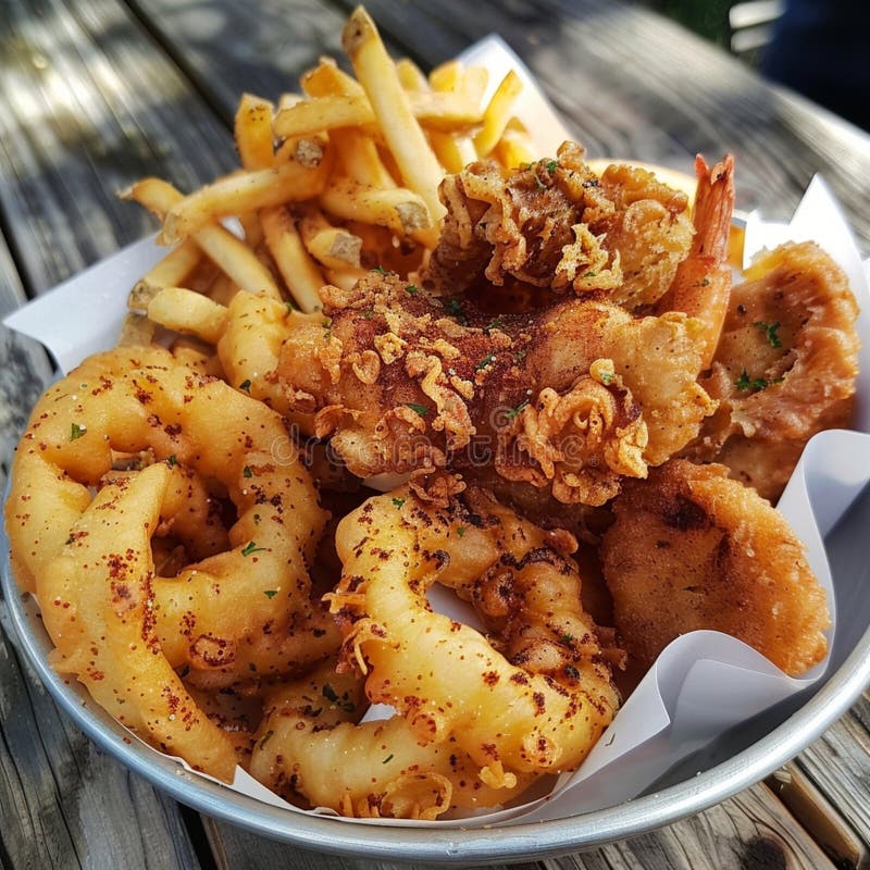Delicious Fried Foods on Display, Perfect for a Quick Snack or Meal ...