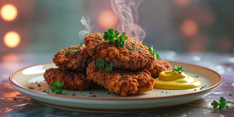 Delicious Fried Meat Cutlets Served on Plate. Stock Photo - Image of ...