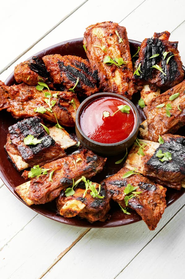 Delicious fried ribs stock photo. Image of picnic, cutting - 180224318