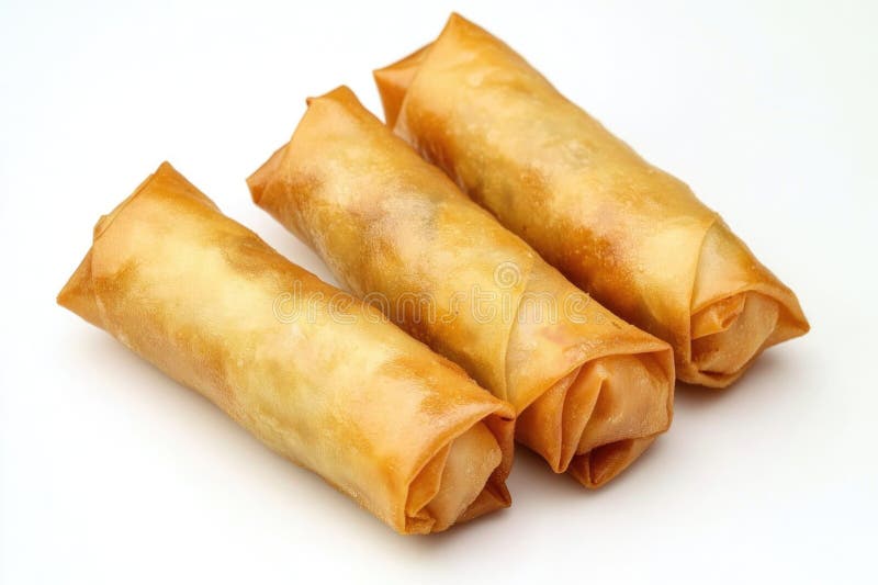 Delicious Fried Spring Rolls on a Clean White Surface Stock Image ...