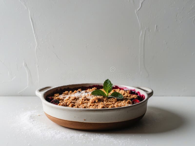 Delicious Fruit Crumble Made in a Ceramic Dish. Stock Illustration ...
