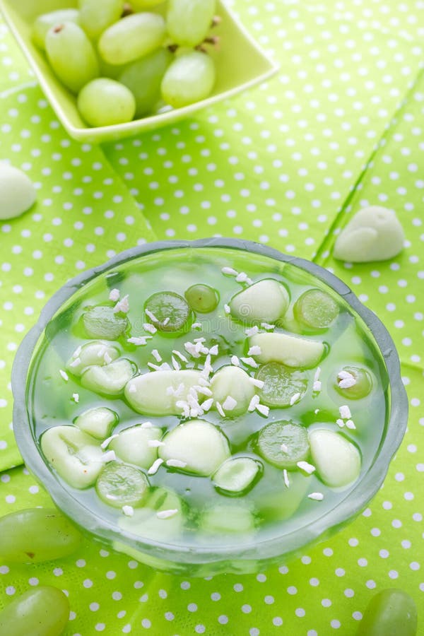 Delicious Fruit Jelly Grapes Dusted Coconut Shreds Stock Photo - Image ...