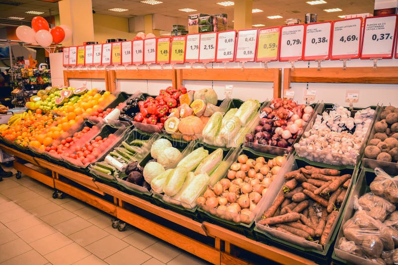 Delicious Fruit and Vegetable Shelf in a Store Editorial Stock Image ...