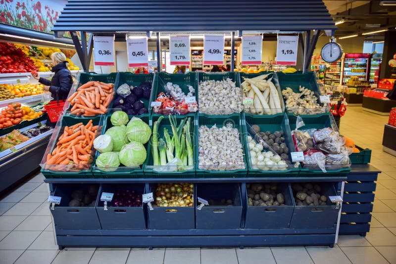 Delicious Fruit and Vegetable Shelf in a Store Editorial Photography ...