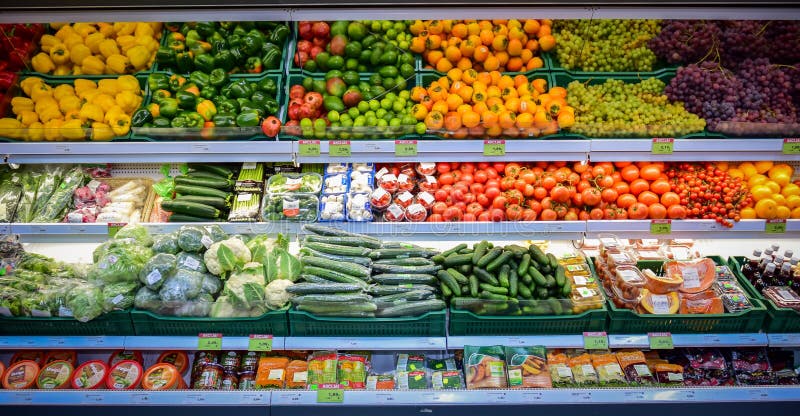 Delicious Fruit and Vegetable Shelf in a Store Editorial Stock Image ...