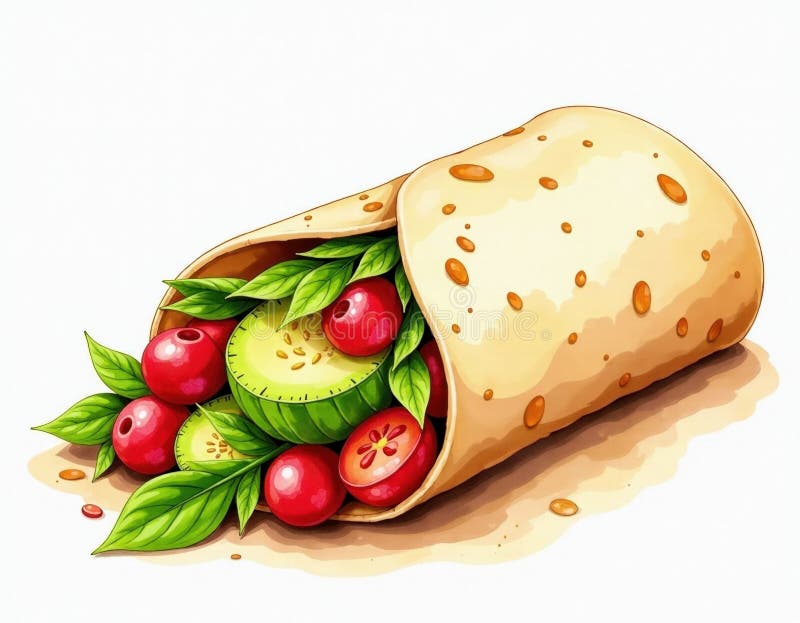 Delicious Fruit and Vegetable Wrap Illustration Stock Illustration ...
