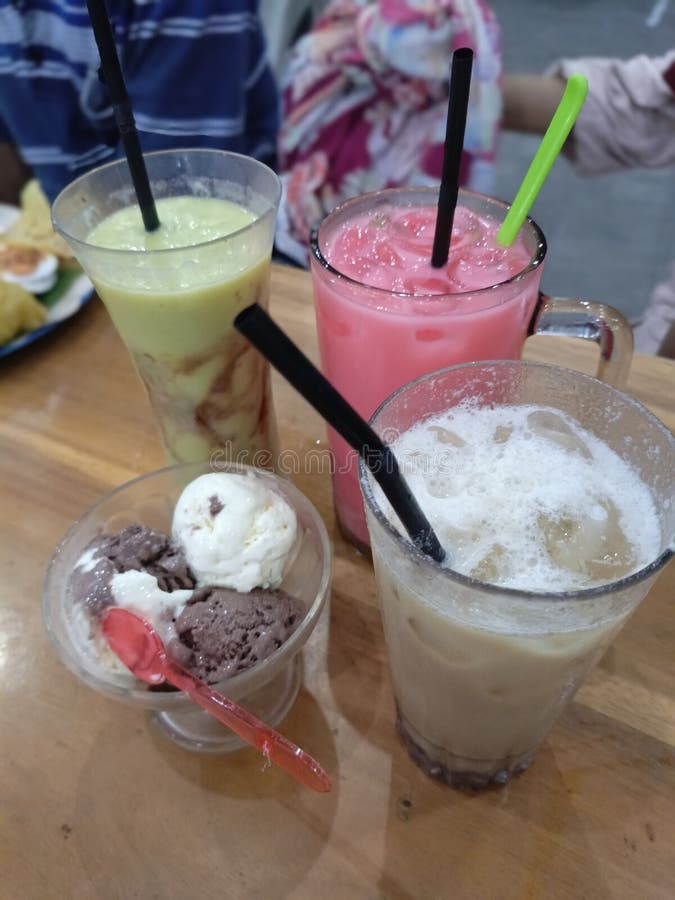 Delicious Fruits Juice and Cocholate Ice Cream Stock Photo - Image of ...