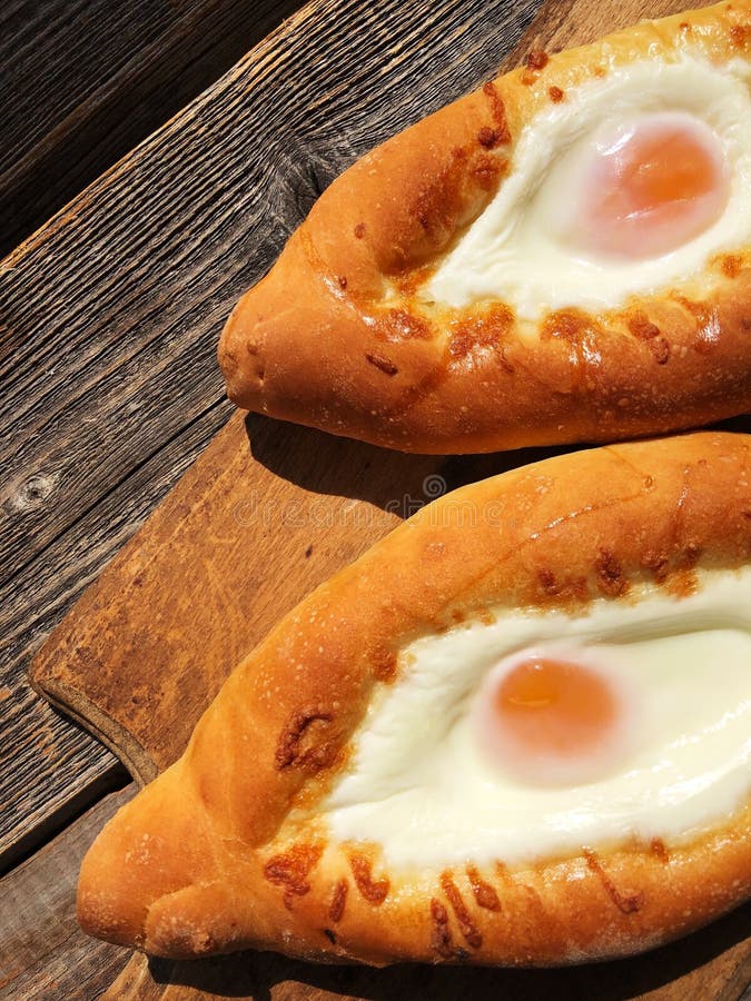 Delicious Georgian Bread with Egg and Cheese Stock Photo - Image of ...