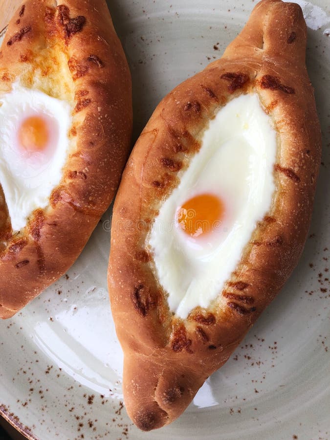 Delicious Georgian Bread with Egg and Cheese Stock Photo - Image of ...