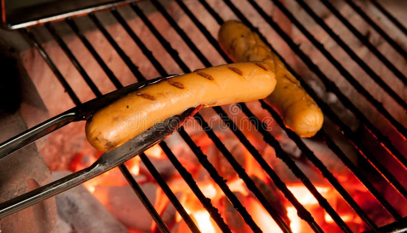 Delicious German Sausages on the Barbecue Grill Stock Photo - Image of ...
