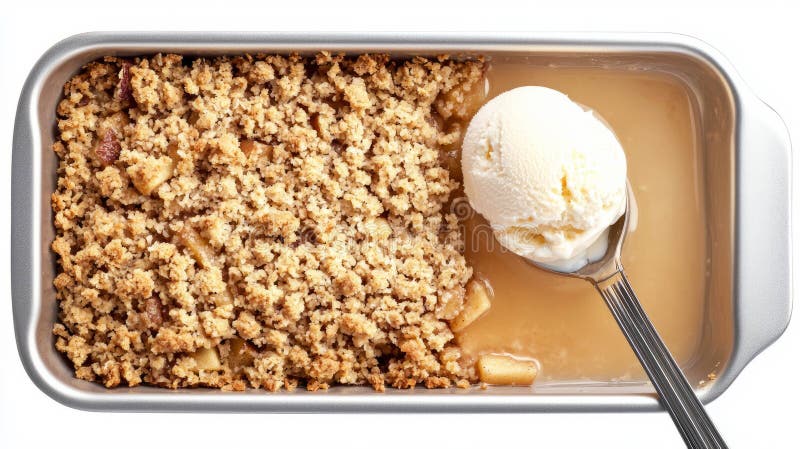 Delicious Ginger and Apple Crisp with Ice Cream Topping Stock Image ...