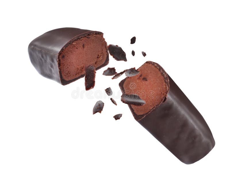 Delicious Glazed Curd Snack Broken in Half on White Background Stock ...