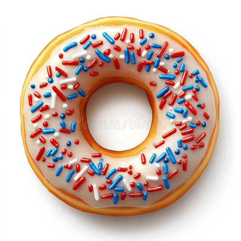 Delicious Glazed Donut with Red White Blue Sprinkles Overhead Shot ...
