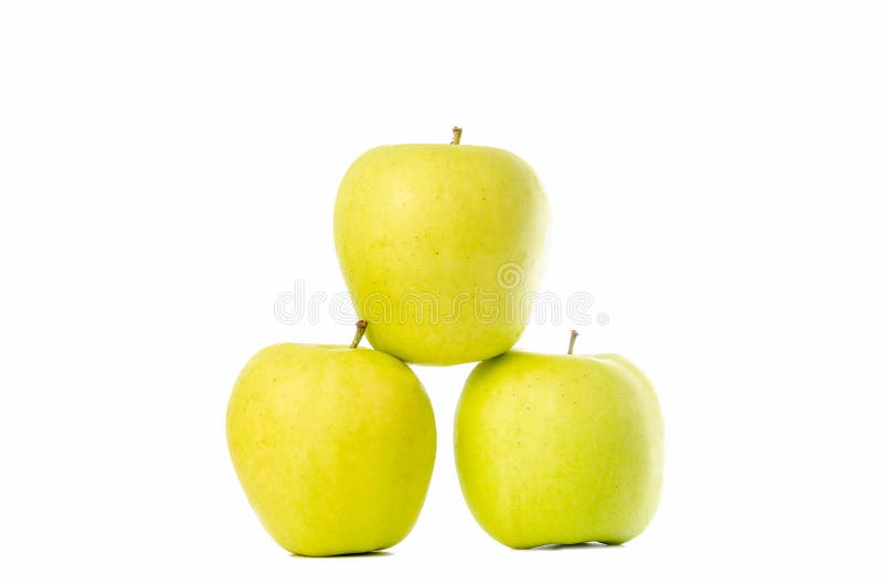 Delicious Golden Apples Isolated on White Background Stock Photo ...