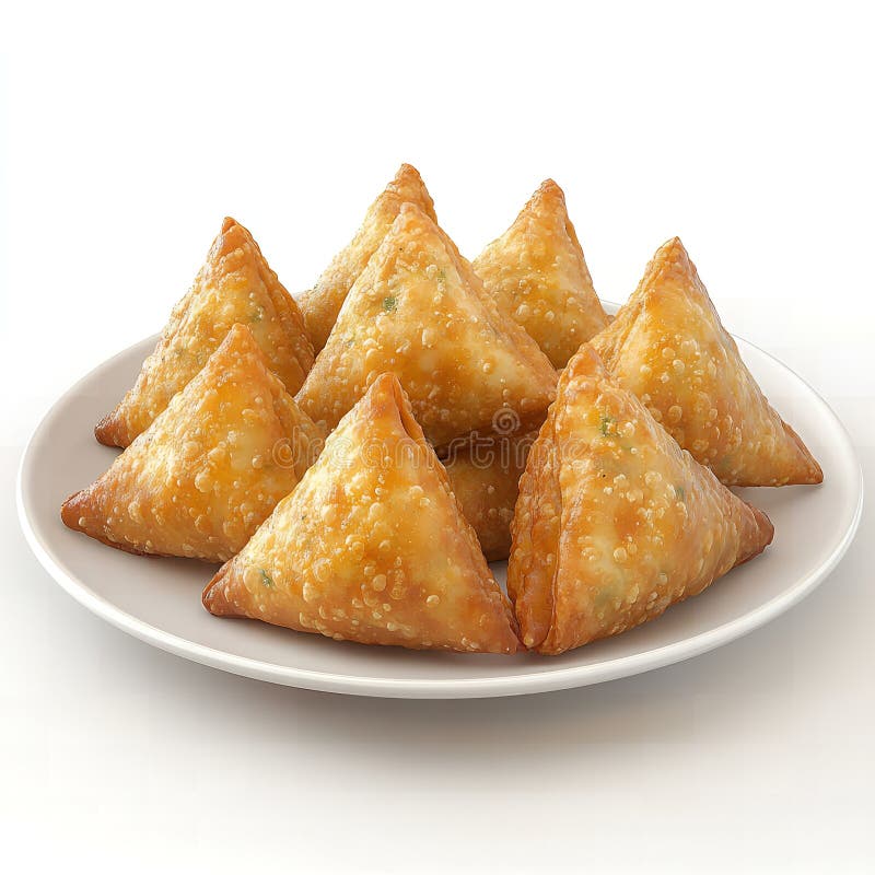 Delicious Golden Brown Samosas Served on a Plate Ready To Eat Stock ...