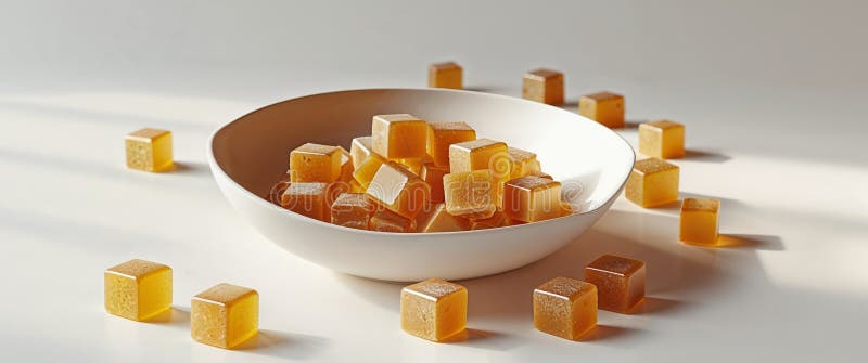 Delicious Golden Ginger Candy Cubes in Bowl Stock Image - Image of ...