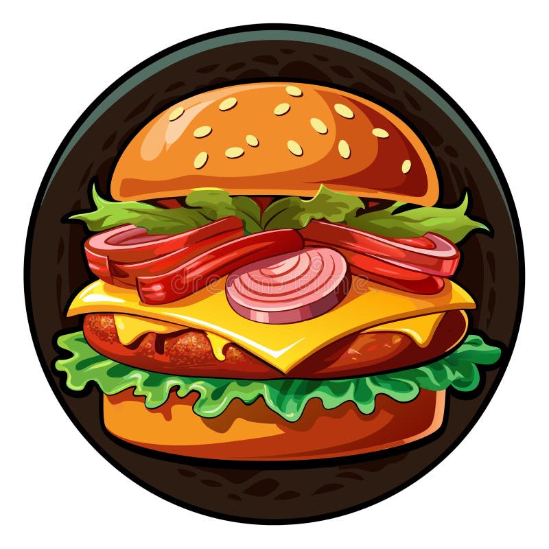 Delicious Gourmet Burger Layered with Crispy Bacon and Cheese on Black ...