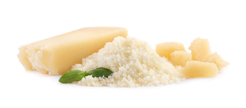 Delicious Grated Parmesan Cheese on White Background Stock Image ...