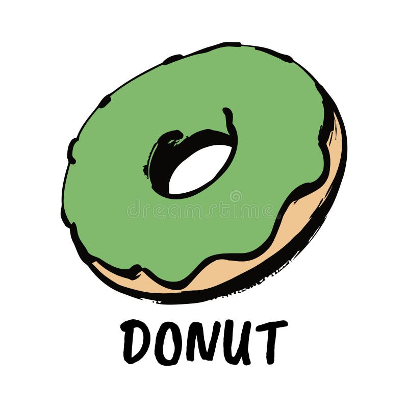 Delicious Green Glazed Donut Stock Vector - Illustration of bakery, goods: 374725069