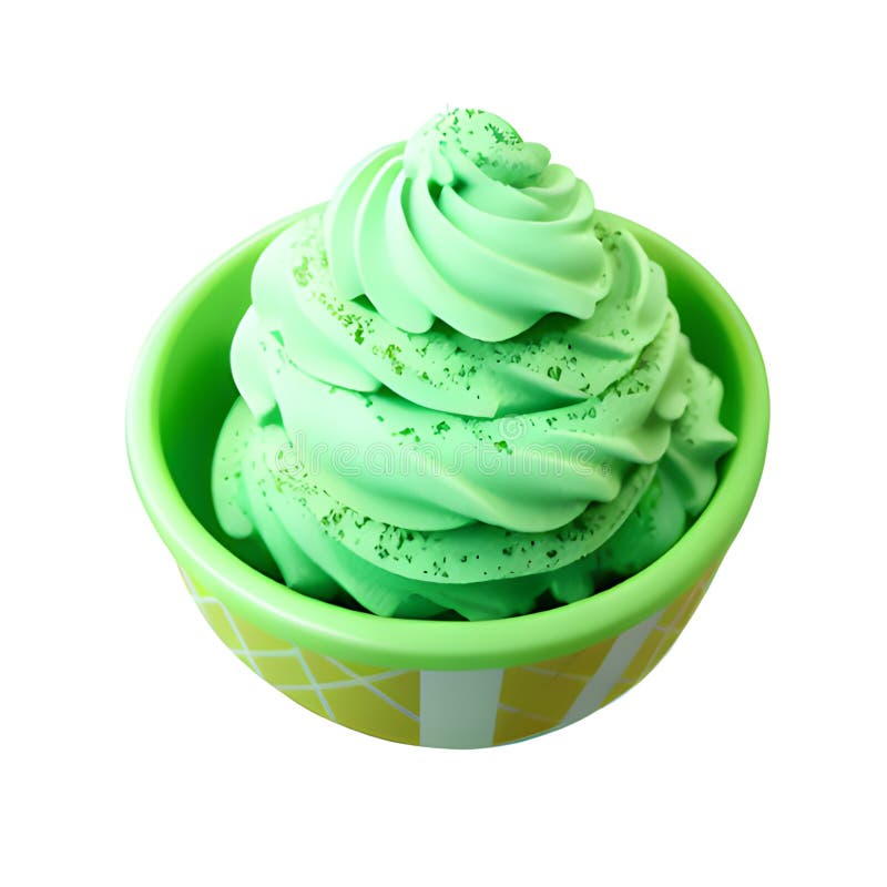 Delicious Green Ice Cream in Cup Isolated Stock Illustration ...