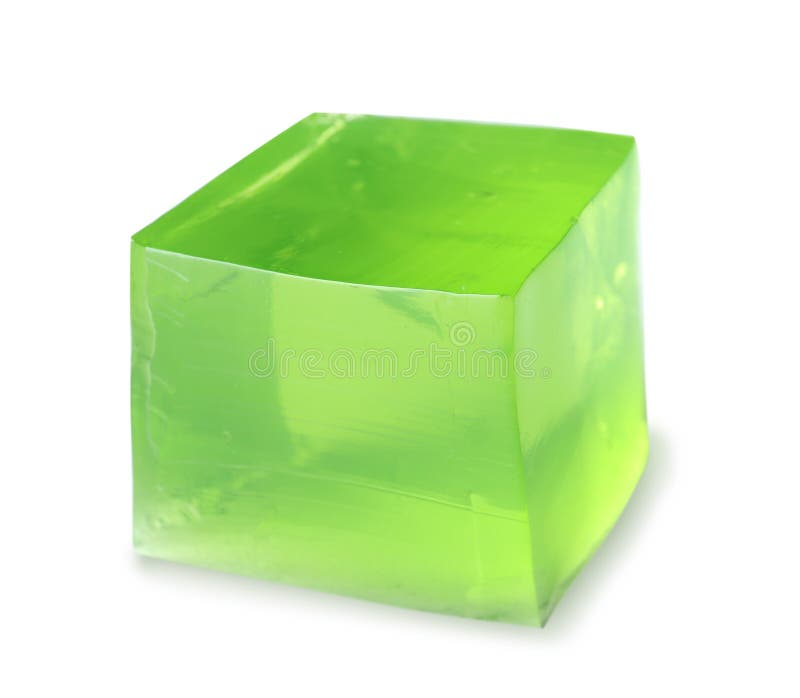 Delicious Green Jelly Cube on White Stock Image - Image of berry, jello ...
