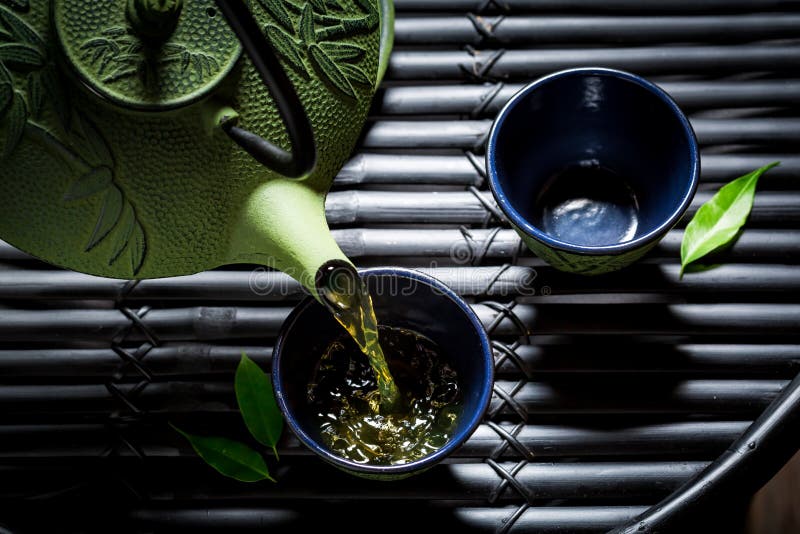 Delicious Green Tea in Asian Restaurant Stock Image - Image of chinese ...