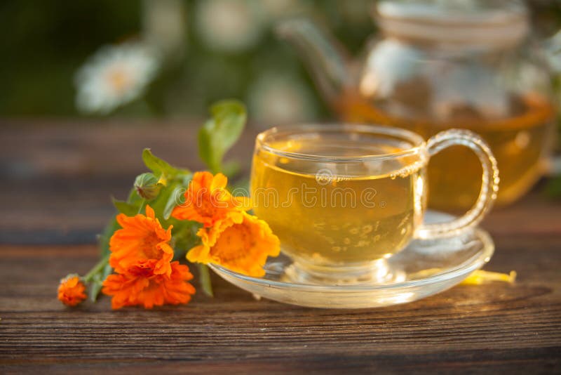 Delicious Green Tea in Beautiful Glass Bowl on Table Stock Image ...
