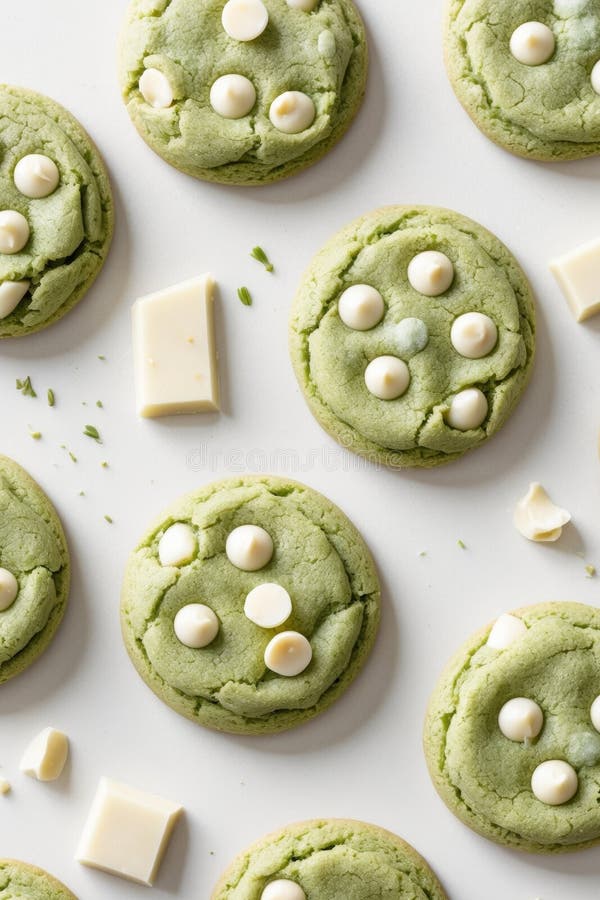 Delicious Green Tea Cookies with White Chocolate Chips. Stock Photo ...
