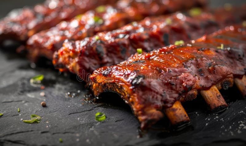 Delicious Grilled Bbq Ribs on Rustic Background Stock Illustration ...