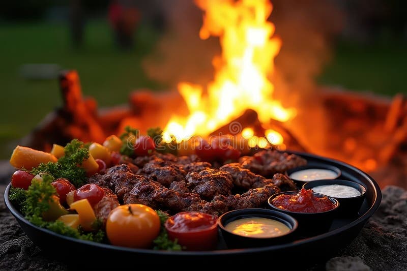 Delicious Grilled BBQ Snacks for a Late-Night Feast Stock Illustration ...