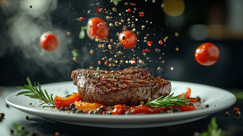 Delicious Grilled Beef Meat Steak on White Plate for Menu Presentation ...