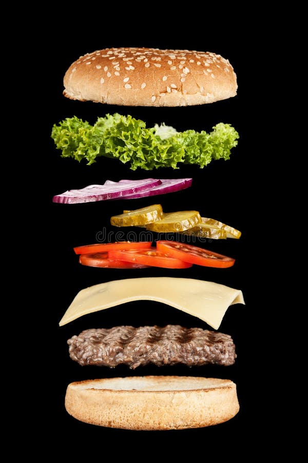 Layers of a hamburger stock image. Image of ingredients - 94735851