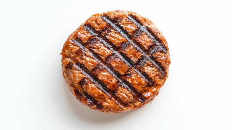 Delicious Grilled Burger Patty White Background Culinary Design Stock ...