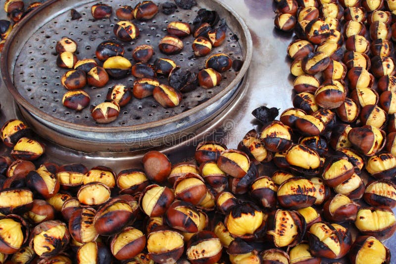 Roasted chestnuts closeup stock image. Image of roasted - 1448535