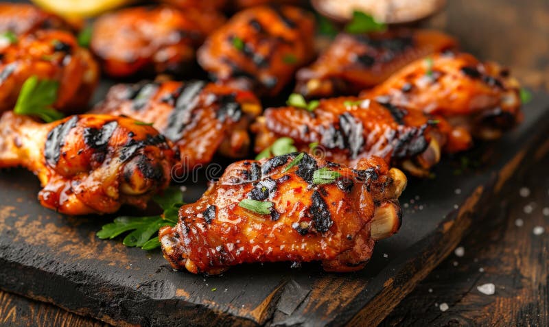 Delicious Grilled Chicken on Rustic Background Stock Illustration ...