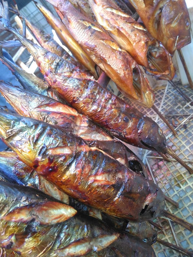 Delicious Grilled Fish on Beach Stock Photo - Image of fish, cooking ...