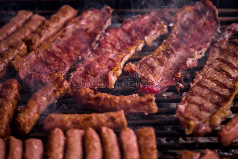 Delicious Grilled Meat on Barbecue Stock Image - Image of grilled ...