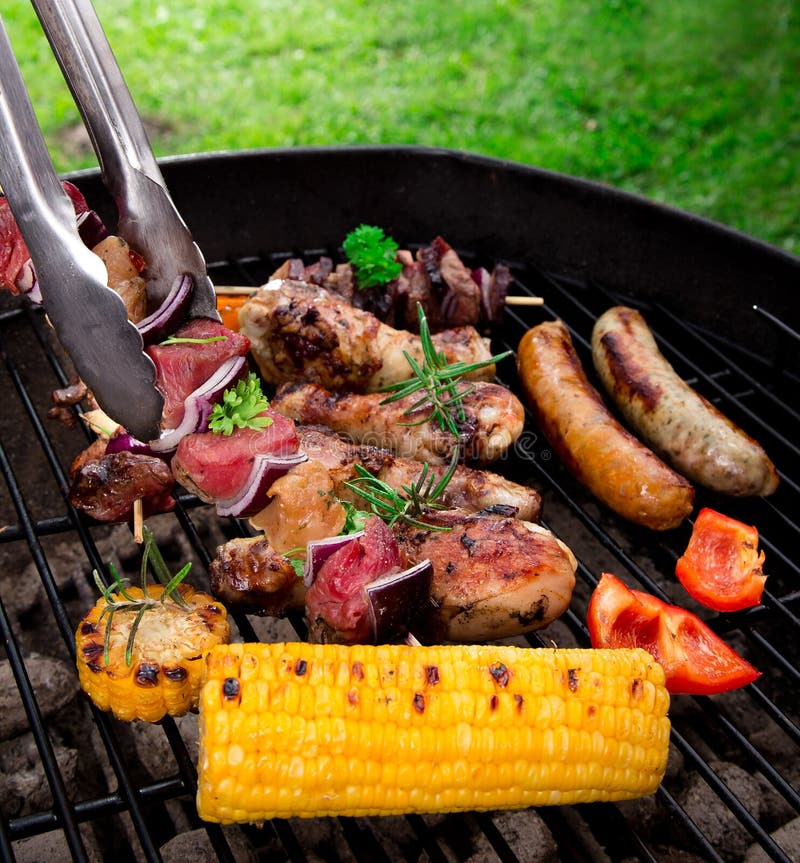 Delicious Summer BBQ Grilling Over the Fire Stock Image - Image of bbbq ...
