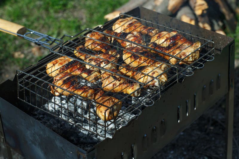 Delicious Grilled Meat Over the Coals on a Barbecue Stock Photo - Image ...