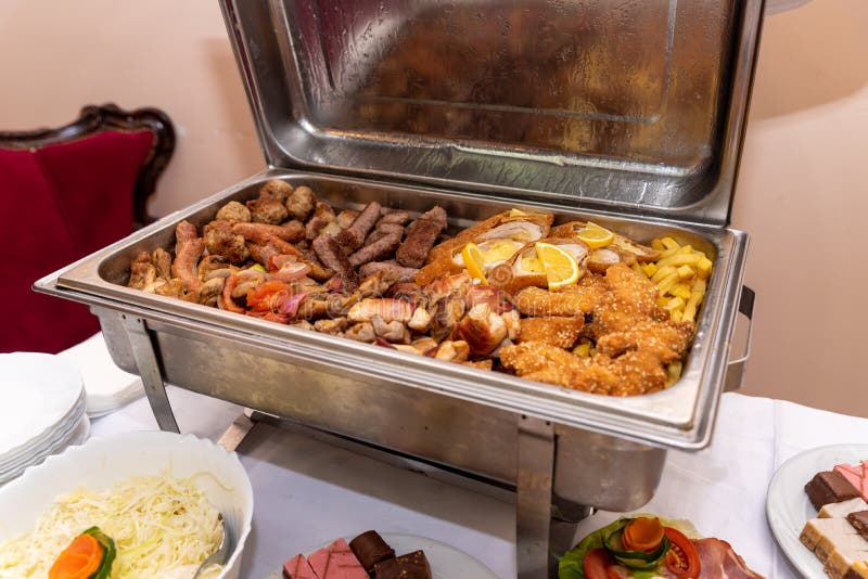 Delicious Grilled Meat, Sausages and Cheese Served on the Table Stock ...