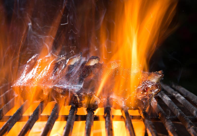 Delicious Grilled Pork Ribs on a Barbecue Grill. Stock Image - Image of ...