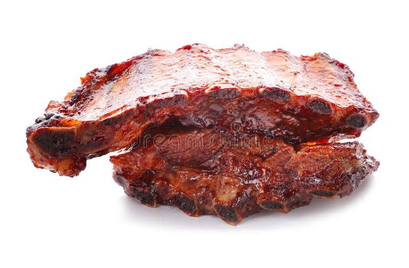 Delicious Grilled Ribs on White Background Stock Image - Image of pork ...