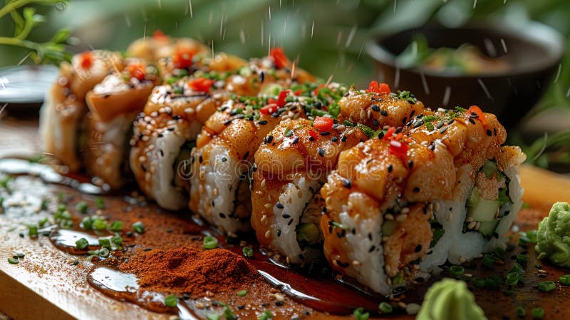 A Delicious Grillroll with Chicken, in the Air Flying Components and ...